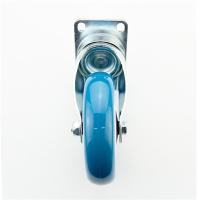 China Q345 Blue Polyurethane Flat Bottom PU Caster Wheels For Kitchen for sale