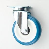 China Q345 Blue Polyurethane Flat Bottom PU Caster Wheels For Kitchen for sale