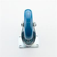 China Q345 Blue Polyurethane Flat Bottom PU Caster Wheels For Kitchen for sale