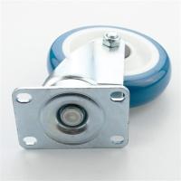 China Q345 Blue Polyurethane Flat Bottom PU Caster Wheels For Kitchen for sale