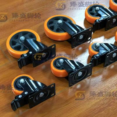 China Electrophoretic Coating PVC Caster Wheel 125mm 5 Caster Wheels With Brakes for sale