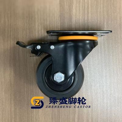China Black Thermoplastic Rubber Caster Wheels OEM 75mm Castor Wheels for sale
