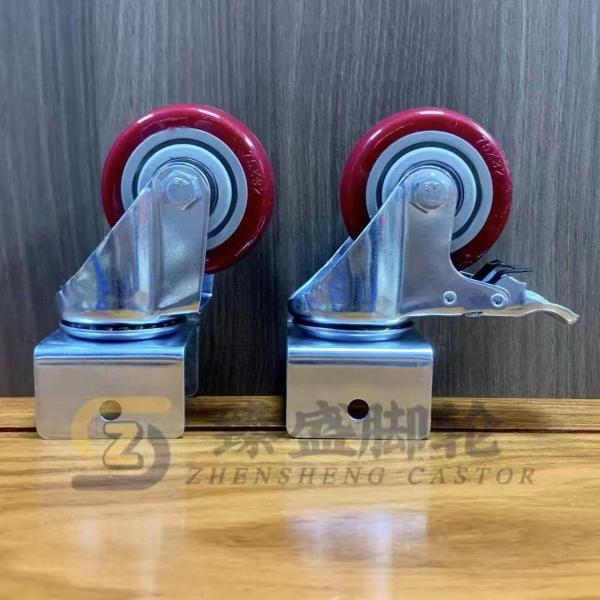 Quality OEM 3in U Bracket Castors Red Caster Wheels With U Bracket CE Approval for sale