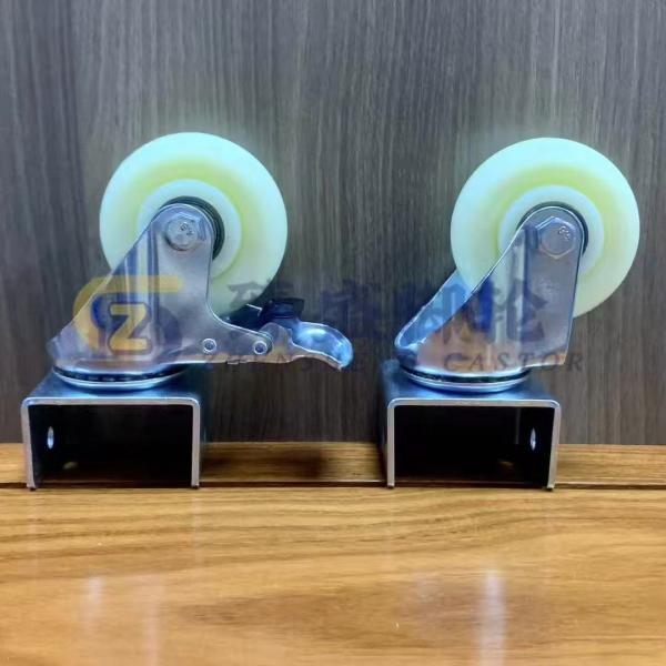 Quality White PP U Bracket Casters 75mm 3 Inch Caster Wheel Double Ball Bearing for sale