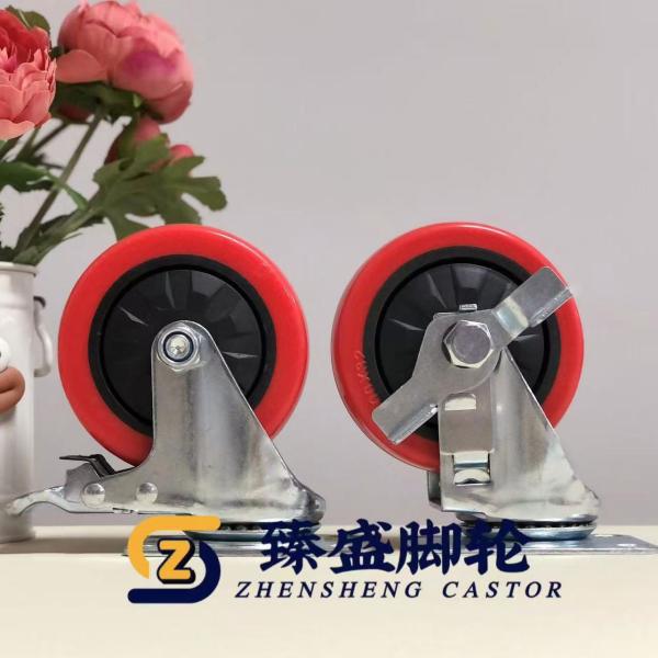 Quality Red 4 Inch Polypropylene Castors Ball Bearing Caster With Side Brake for sale