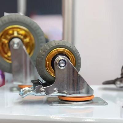 China OEM 75mm 3 Inch Rubber Caster Wheels With Brake With Double Ball Bearings for sale