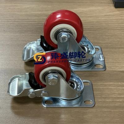 China Red 1.5 Inch Caster 38mm Diameter PP Caster Wheel With Double Ball Bearings for sale