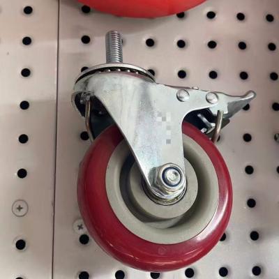 China Red 4 Stem Caster PP M12*30 Stem Casters With Brakes Customized for sale