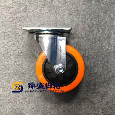 China Orange Medium Duty Casters 100mm 4 Swivel Caster Single Ball Bearing for sale