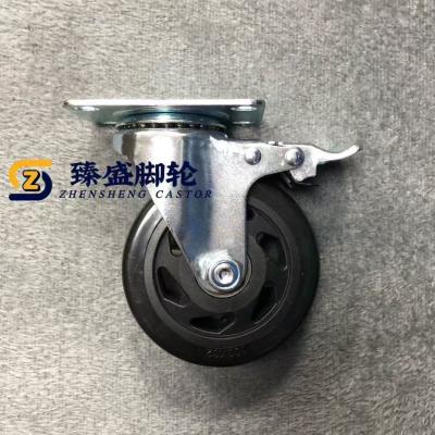 China Full Black Top Plate Casters PP 4 Inch Shopping Cart Wheels OEM for sale