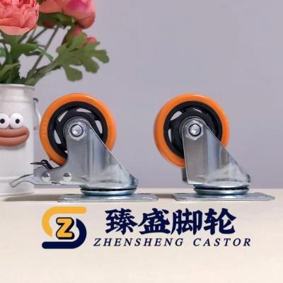 China 3 Inch Orange Top Plate Caster Wheel with Double Ball Bearings for Industrial Equipment for sale