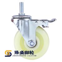 China M12x30 Threaded Stem Swivel Caster 4 Inch 100mm PP Wheel Double Ball Bearing Double Brake for sale