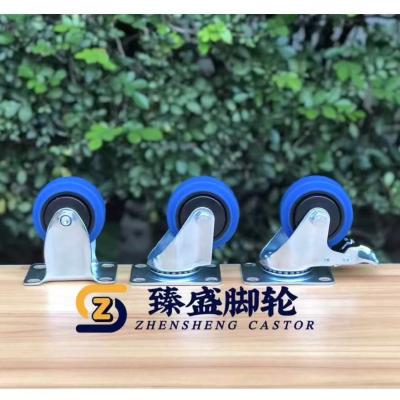 China TPR 75mm Medium Duty Swivel Casters Blue Thermoplastic Rubber Caster for sale