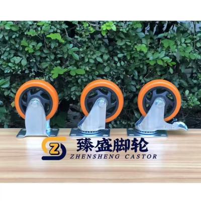 China PP 4 Inch Cart Wheels Shopping Trolley Castors With Double Brakes for sale