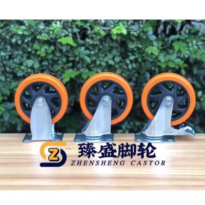 China 125mm 5 Inch Shopping Cart Wheels OEM PP Trolley Castors Orange for sale