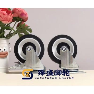 China Black White TPR Caster Wheels Double Ball Bearing Castor Wheels for sale