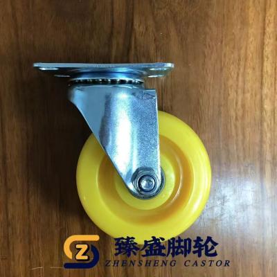 China Yellow 100mm Top Plate Caster Wheel PP Swivel Castor Wheel Customized for sale