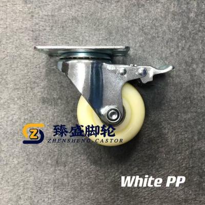 China White 75mm Top Plate Casters Swivel Cart Wheels With Double Brake for sale