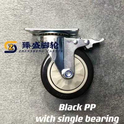 China Black Polypropylene Castors 100mm Top Plate Caster Wheel 4 Inch for sale