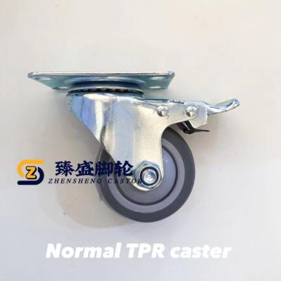 China Gray Thermoplastic Rubber Caster Wheels 3in With Double Brake for sale
