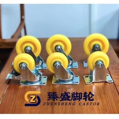 China Yellow 3 Inch Swivel Caster Wheels  PP Caster Wheel 75mm Diameter for sale