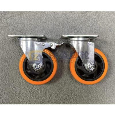 China Orange PVC Ring Caster 100mm 4 Inch Wheels For Carts Customized for sale