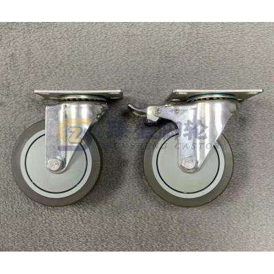 China 100mm TPR Caster Wheels 4 Inch Thermoplastic Rubber Caster OEM for sale