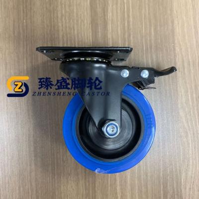 China 100mm Thermoplastic Rubber Caster Blue 4 Inch Castor Wheels Customized for sale