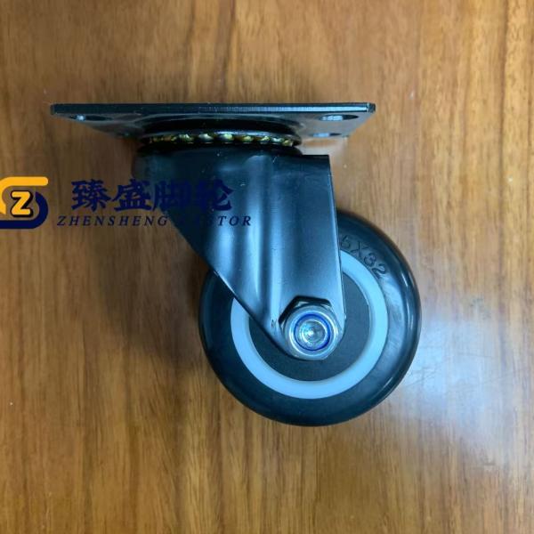 Quality 75mm Black Polyurethane Caster Wheels With Ball Bearings ISO 9001 for sale