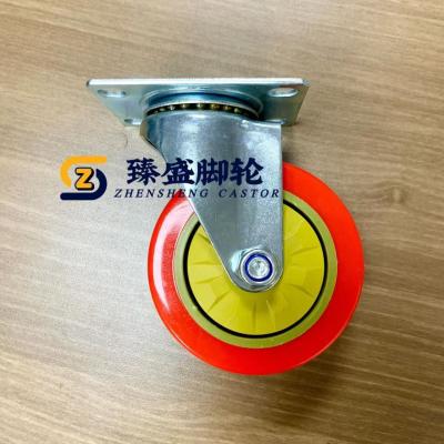 China Orange Yellow 4 Inch Casters 100mm Industrial Dolly Wheels Customized for sale