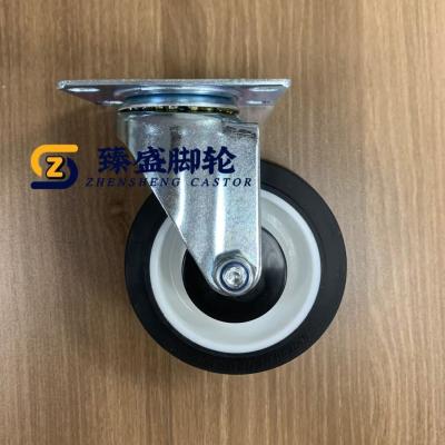 China Black And White TPR Caster 100mm 4 Inch Heavy Duty Swivel Casters for sale