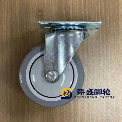 China Gray TPR Caster Wheels 100mm 4 Inch Swivel Casters With Brake for sale