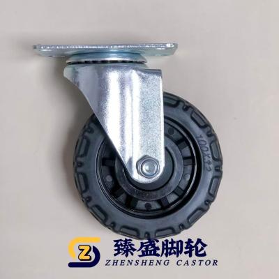 China Black 4 Inch Rubber Caster Wheels 100mm Heavy Duty Rubber Castor Wheels for sale