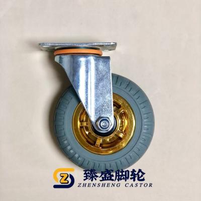 China Gray 5 Inch Rubber Caster Wheels 75mm Rubber Swivel Caster CE Approval for sale