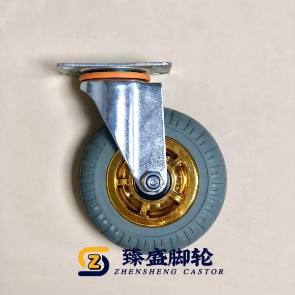 Quality Gray 5 Inch Rubber Caster Wheels 75mm Rubber Swivel Caster CE Approval for sale