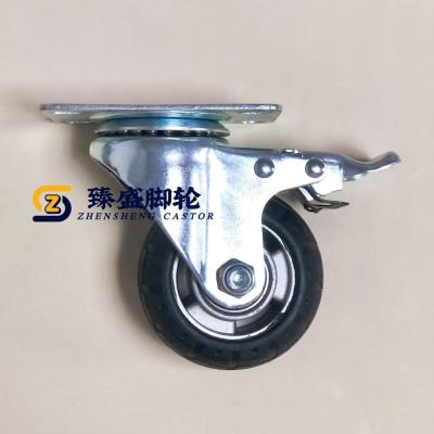 China Double Brake Rubber Castor Wheels OEM 3 Inch Rubber Casters for sale