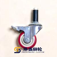 China 75mm M12x60 Expansion Stem Caster 3 Inch Red PP Double Brake Swivel Caster for sale