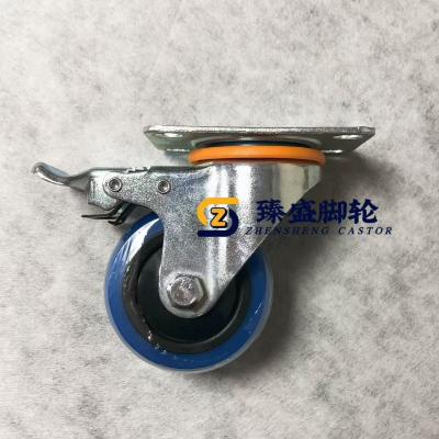 China 3 Inch Blue TPR Caster Wheel With Zinc Coating And Anti-dust Ring for sale