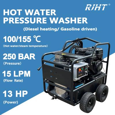 China RJHT-2515 fuel driven hot water high-pressure cleaning machine accepts LOGO customization industrial hot water high-pressure cleaning equipment pressure diesel heating diesel drive 250bar for sale