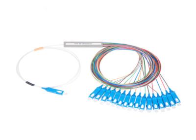 China 1x16 SC / UPC Fiber Optic PLC Splitter Single Mode Steel Tube Optical Coupler for sale