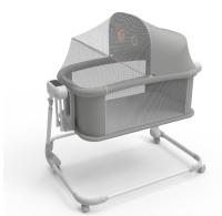 China Adjustable Electric Cradle Bed Bedside Cribs Grey Automatic Rocking Crib for sale