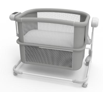 China Adjustable Electric Cradle Bed Bedside Cribs Grey Automatic Rocking Crib for sale
