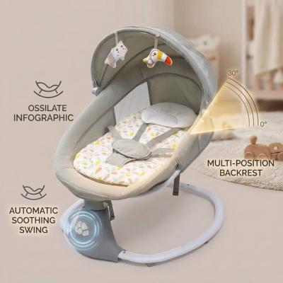 China Detachable Washable Tray Infant Swing Rocker 2 Plush Toys 5-Speed Swing Bluetooth Music Remote Baby Bouncer Chair for sale