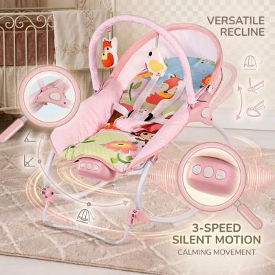 China European Style Infant Rocker Chair Cushioned Seat Iron Pipe Frame Cotton Fabric Baby Rocking Chair Nursery for sale
