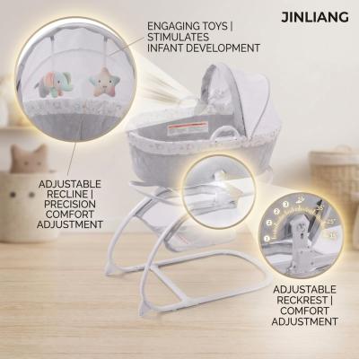 China USB-Powered Baby Swing Bed Electric Rocker Smart Touch Panel Bluetooth Music 5-Speed Swing Timer Canopy for sale