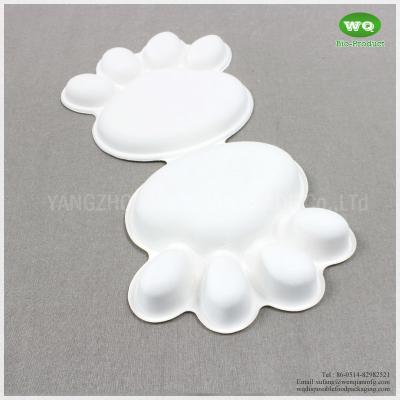 China Funny Dog Paw Like Sugarcane Container, Customized Lunch Box For Kids,Bleached Color Bagasse Pulp Disposable Container for sale