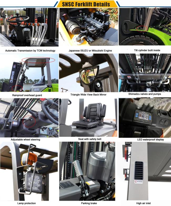 Diesel Gas LPG Propane Montacargas Forklift 2ton 2.5ton 3ton 3.5ton