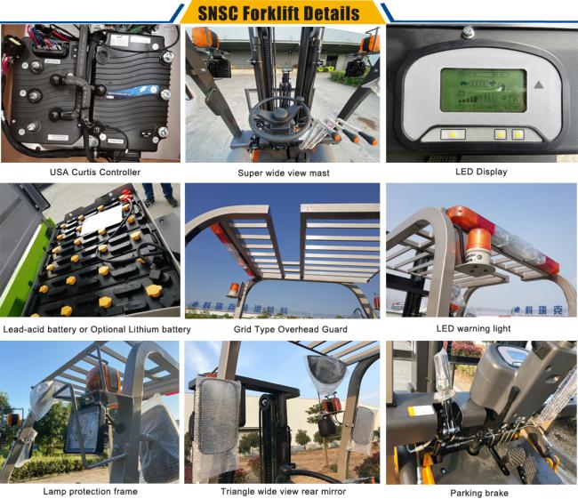 Full AC Motor System 3ton Electric Forklift with Triplex Mast Price