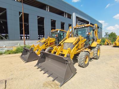 Cina Giappone Shimadzu Sistema idraulico 388 Snsc 4X4 Backhoe Wheel Loader Con Front End Loader in vendita