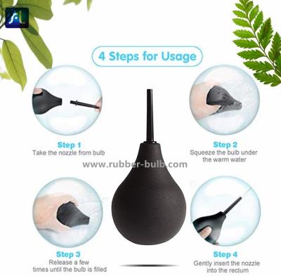 Cina Lampadina di gomma medica 7.6oz del clistere del silicone nero con il tubo flessibile di 19.7in in vendita